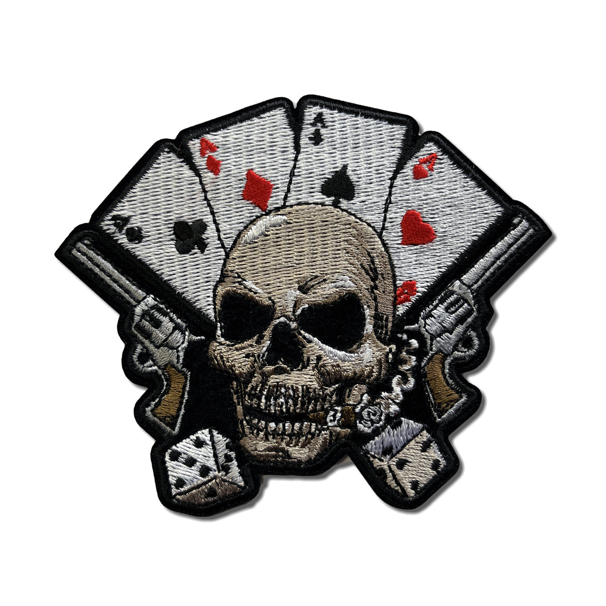 Embroidered Gambler Skull Aces Guns Iron on Sew on Patch – PATCHERS