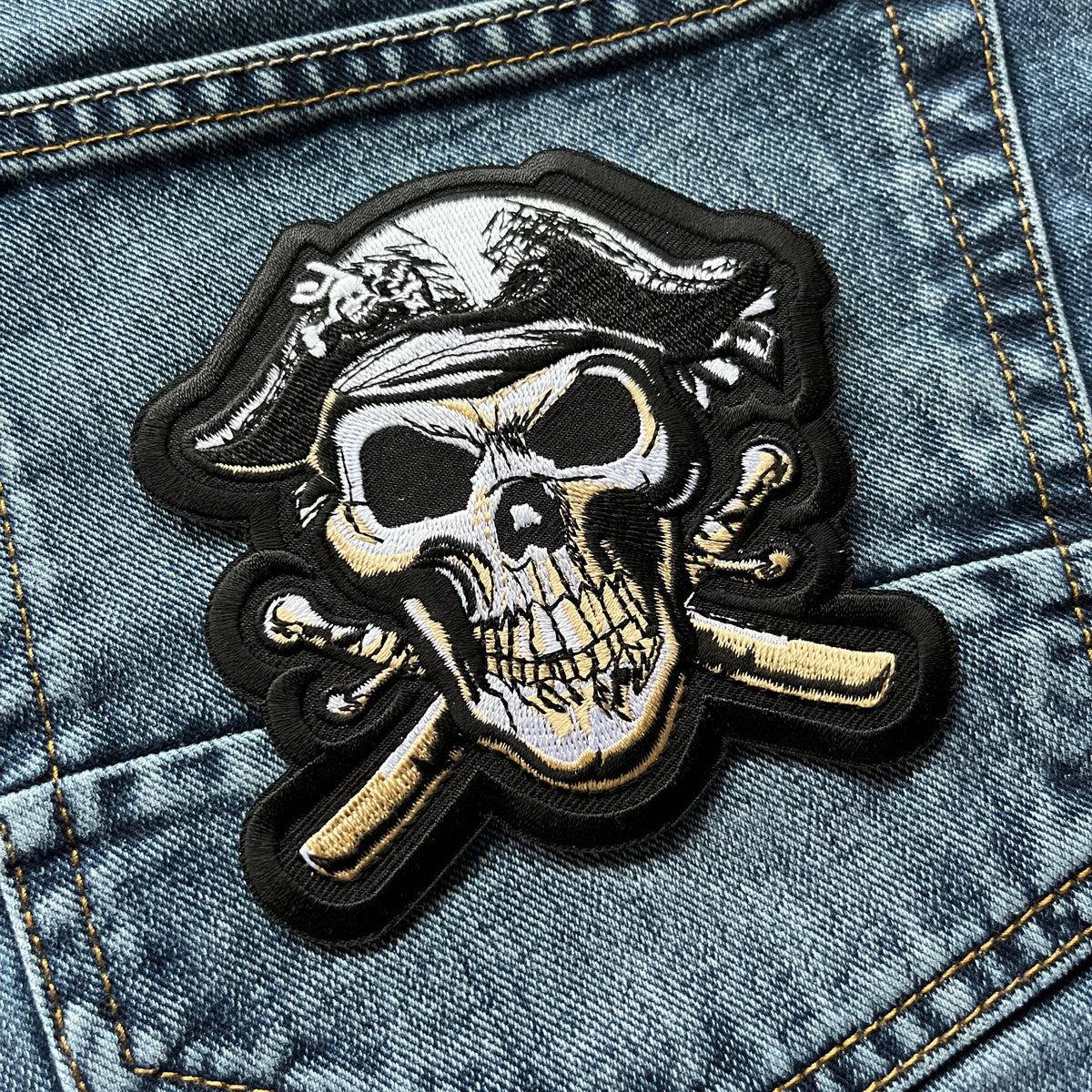 Embroidered Pirate Skull Swords Iron on Sew on Patch – PATCHERS
