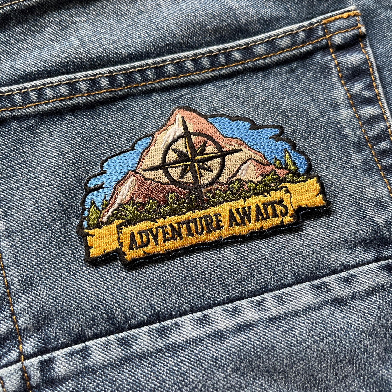 Embroidered Adventure Awaits Hiker Iron on Sew on Patch – PATCHERS