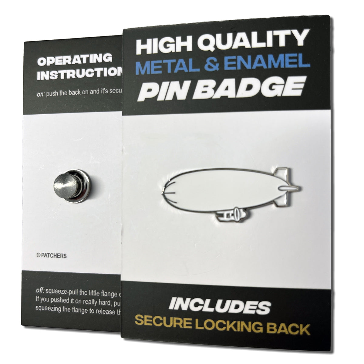 Metal & Enamel Airship - Blimp Pin Badge with Secure Locking Back ...