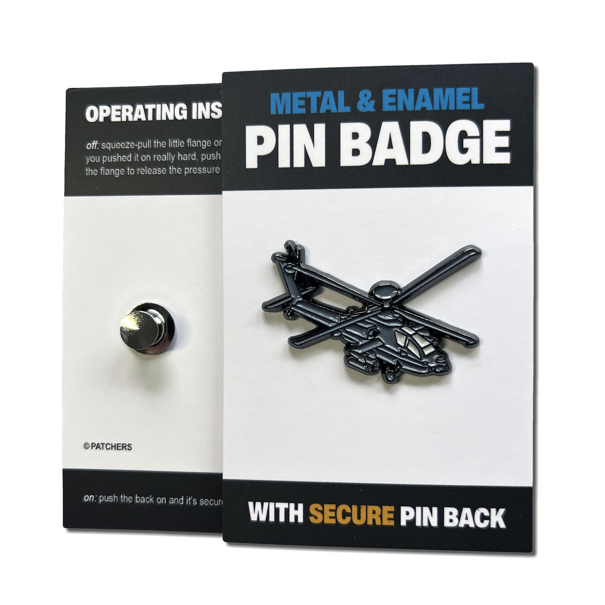 Metal & Enamel Apache Helicopter Pin Badge with Secure Locking Back ...