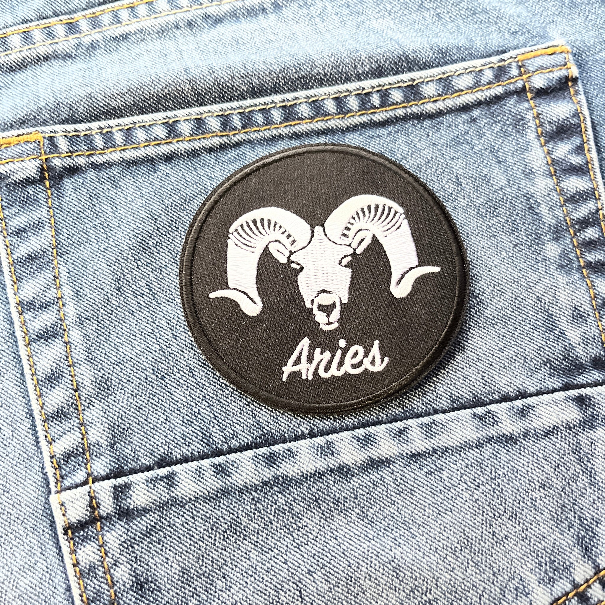 Embroidered Aries Zodiac Round Iron on Sew on Patch – PATCHERS