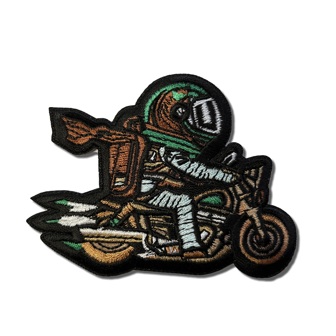 Embroidered Astronaut on Motorcycle Iron on Sew on Patch – PATCHERS