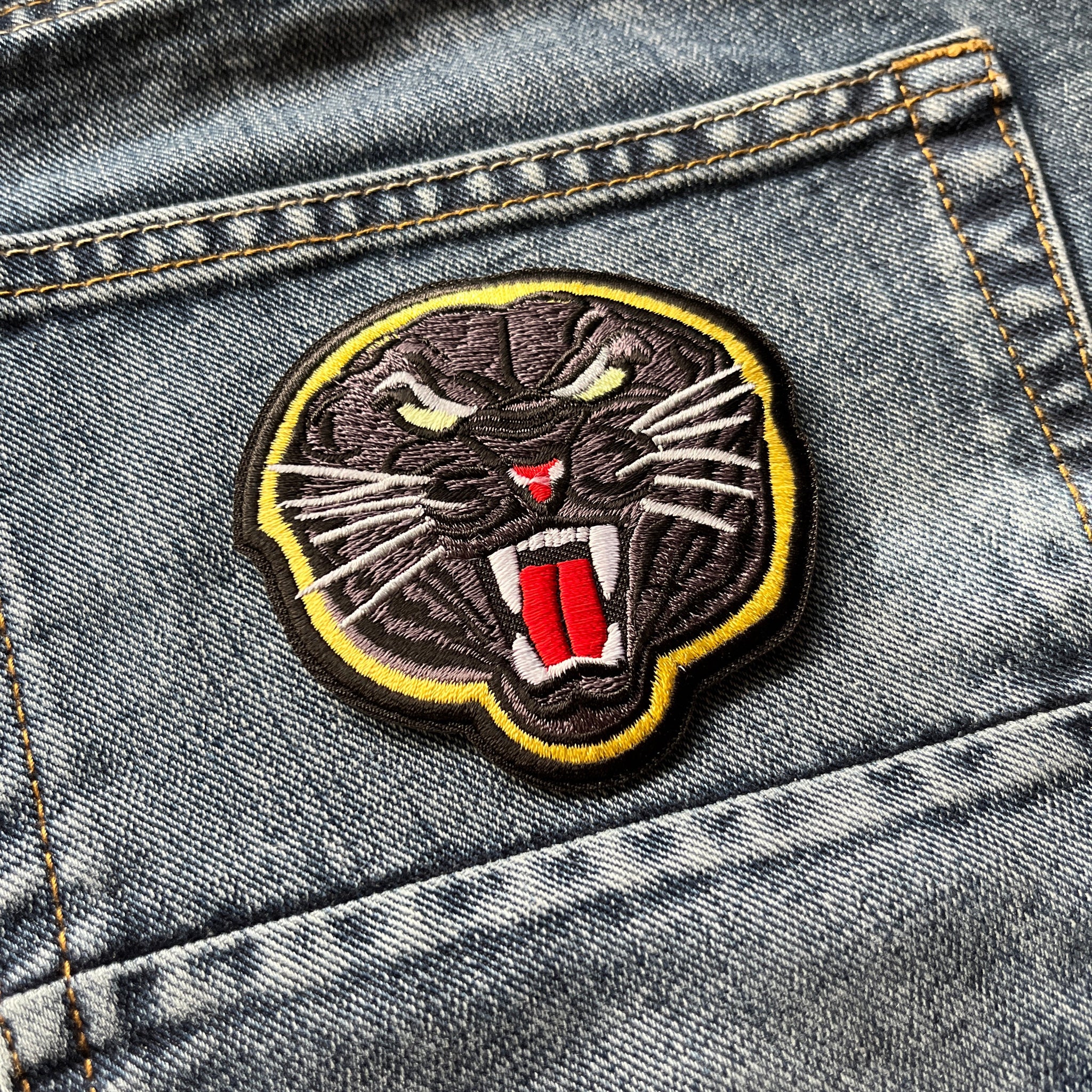 Embroidered Black Jaguar Head Iron on Sew on Patch – PATCHERS
