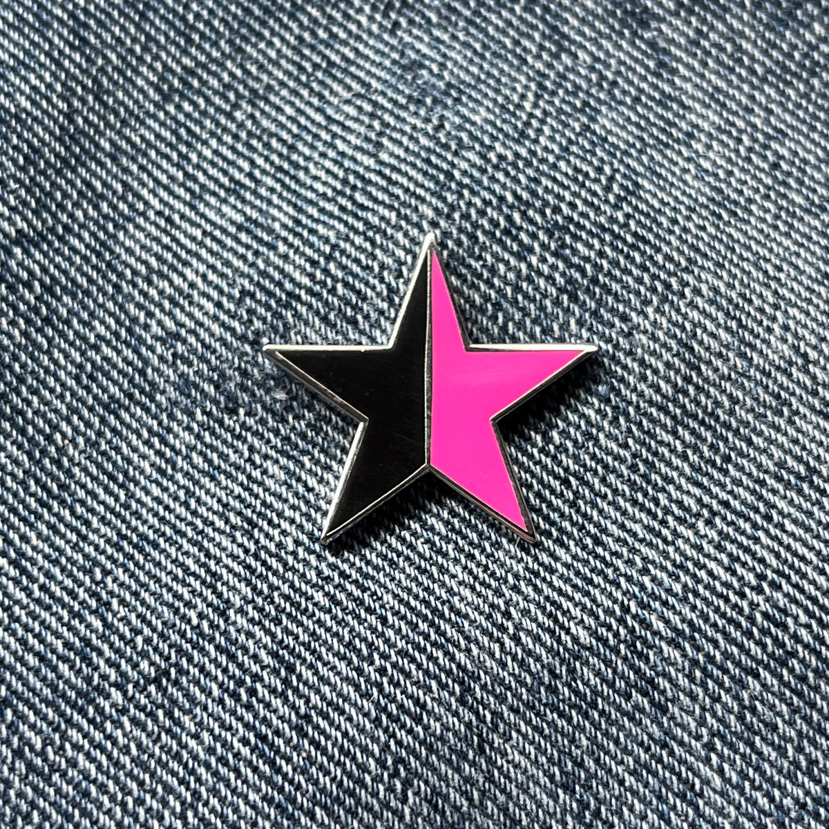 Metal & Hard Enamel Black & Pink Star Pin Badge with Locking Back ...