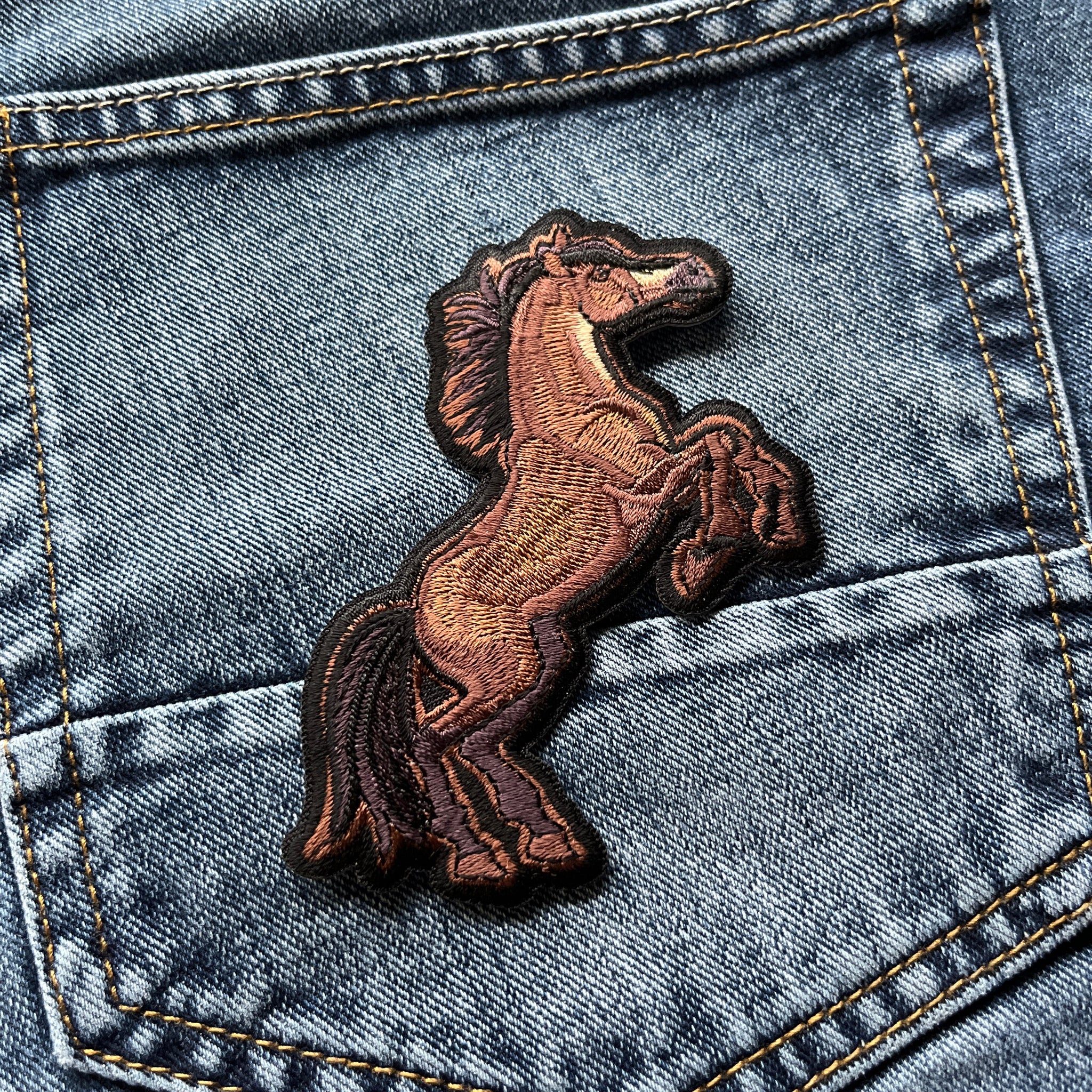 Embroidered Brown Horse Rearing Iron on Sew on Patch – PATCHERS