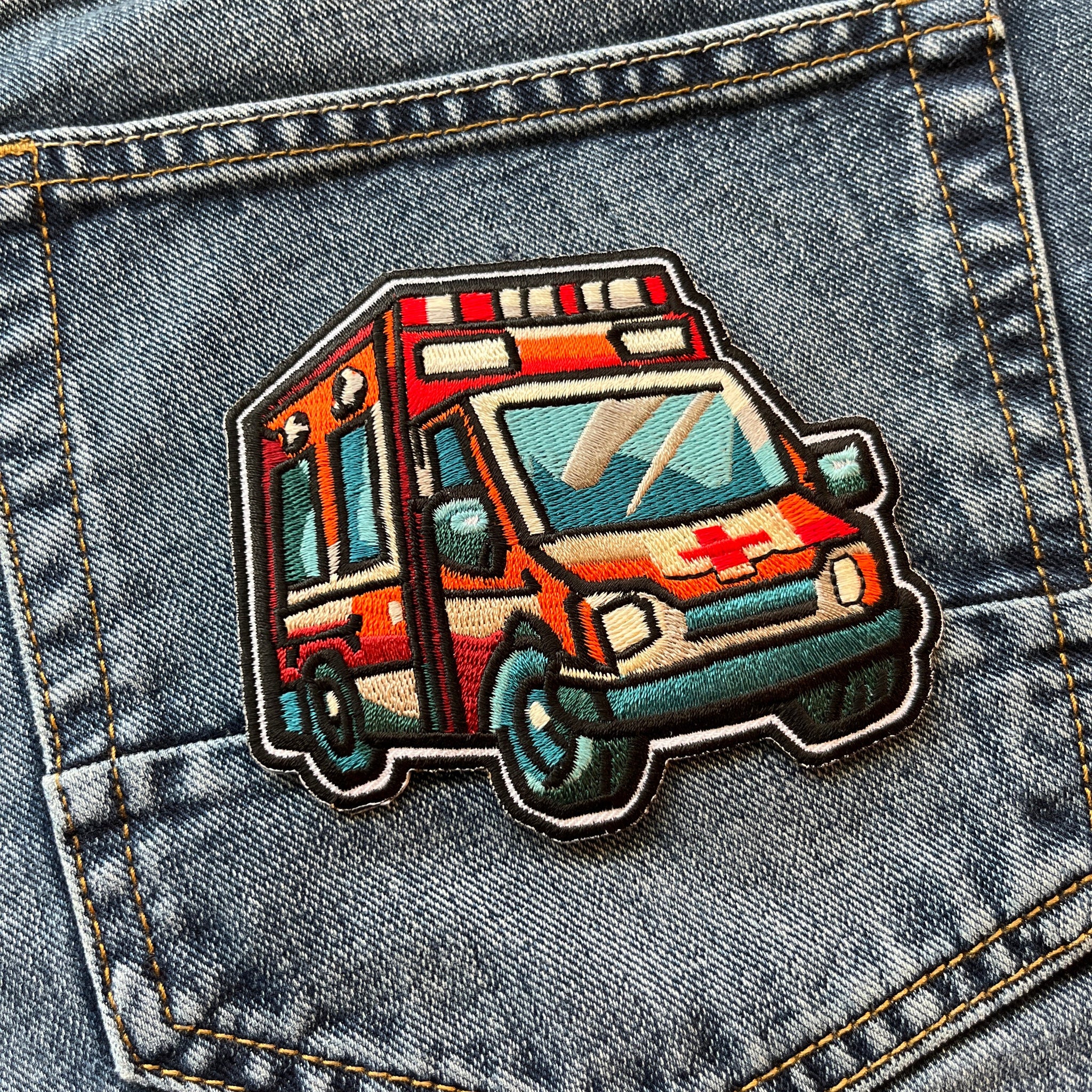 Embroidered Cartoon Ambulance Front Iron on Sew on Patch – PATCHERS