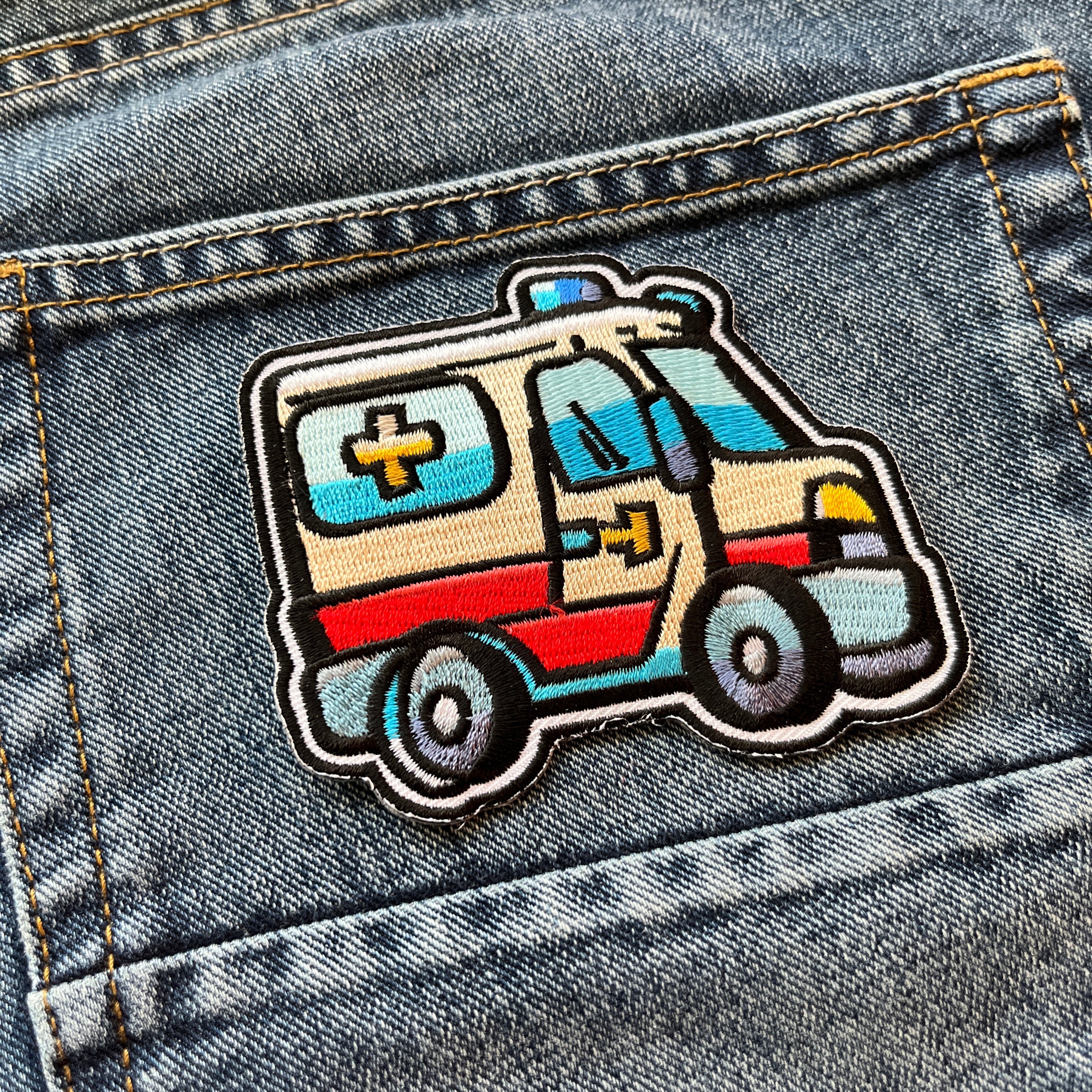 Embroidered Cartoon Ambulance Side Iron on Sew on Patch – PATCHERS