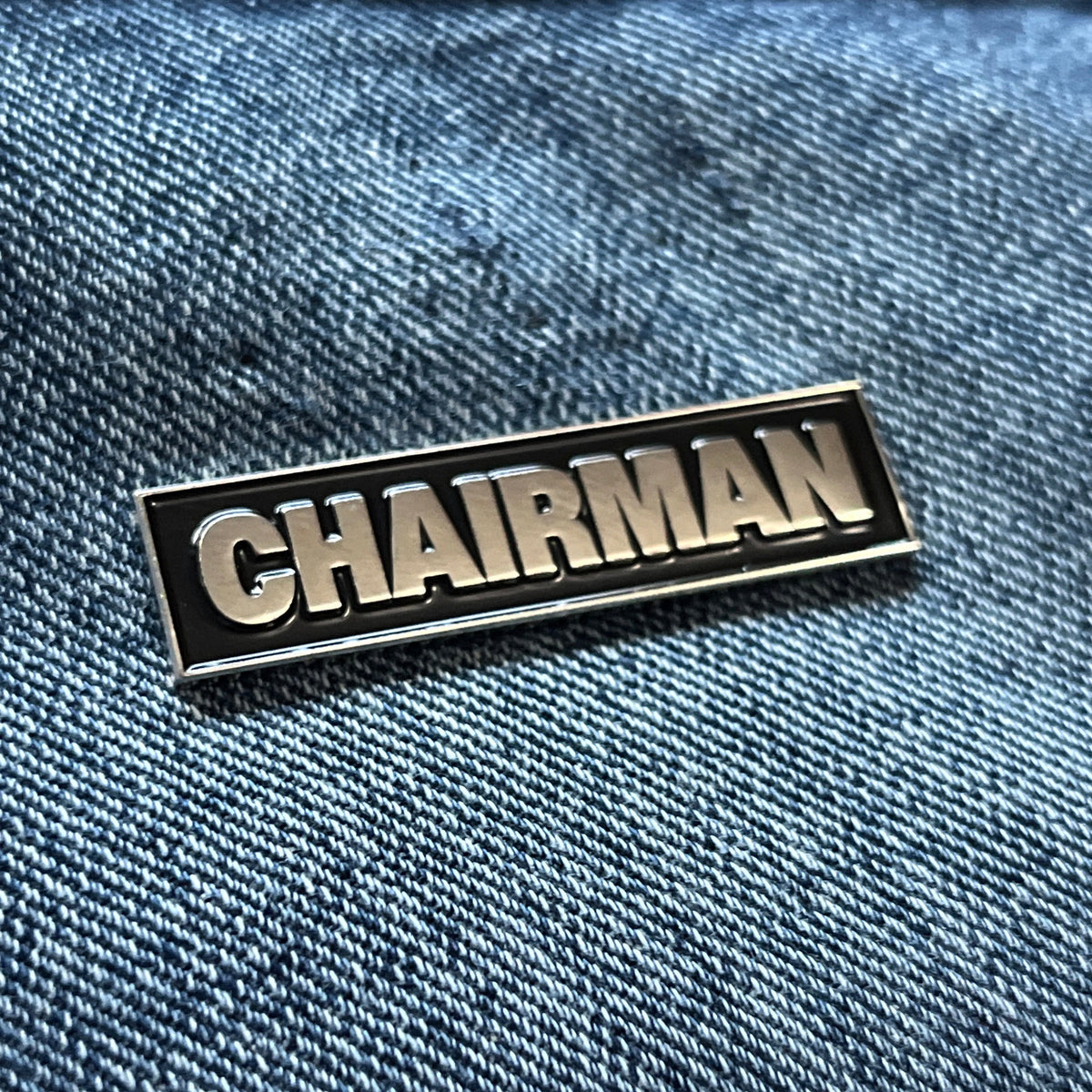 Metal & Enamel Chairman Pin Badge with Secure Locking Backs – PATCHERS
