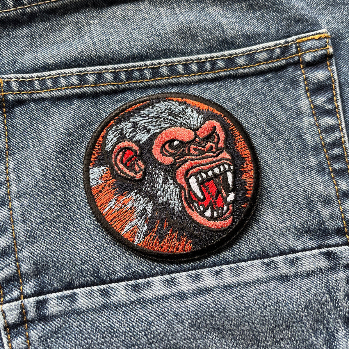 Embroidered Chimp Head Iron on Sew on Patch – PATCHERS