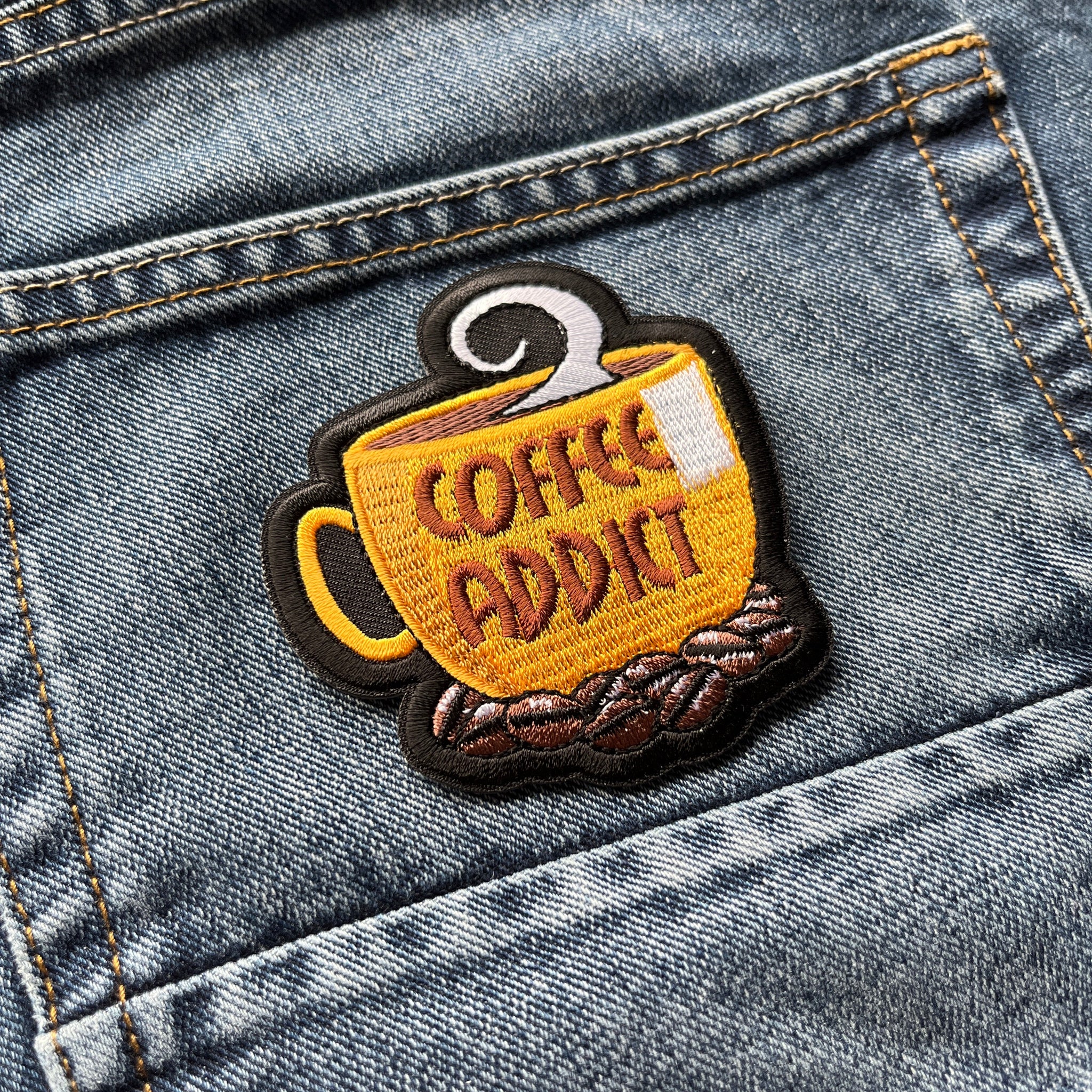 Embroidered Coffee Addict Iron on Sew on Patch – PATCHERS