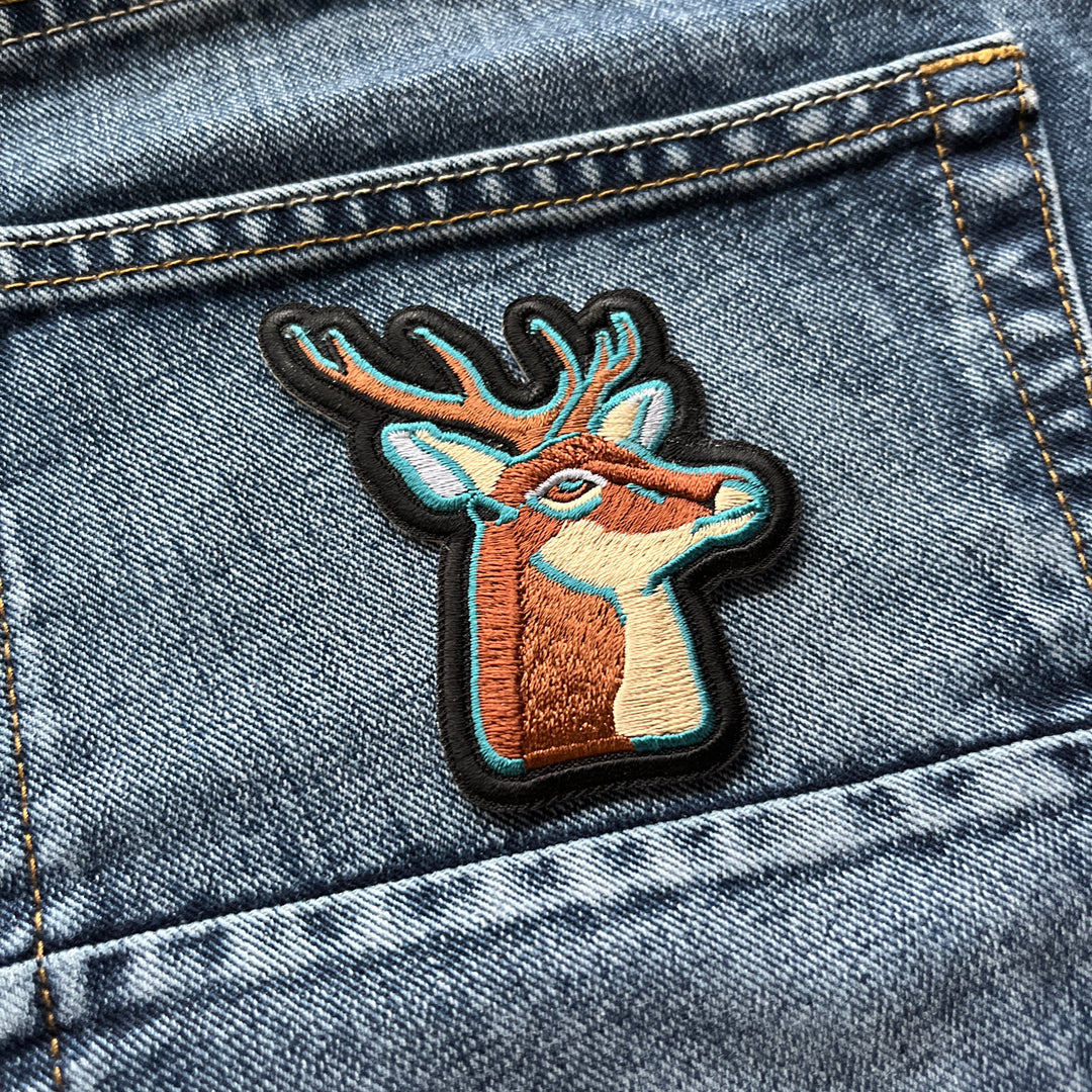 Embroidered Colourful Deer Head Iron on Sew on Patch – PATCHERS