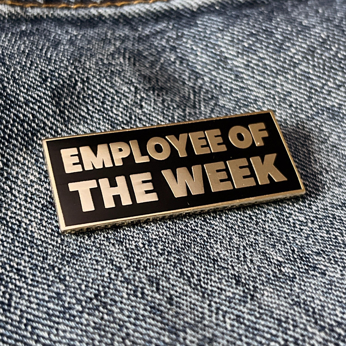Metal & Enamel Employee of the Week Gold Black Pin Badge Secure Backs ...