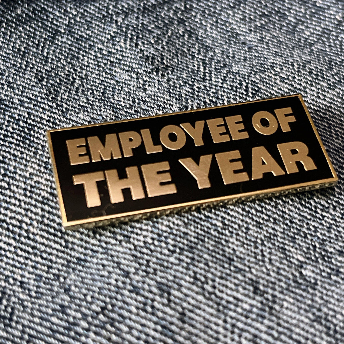 Metal & Enamel Employee of the Year Gold Black Pin Badge Secure Backs ...