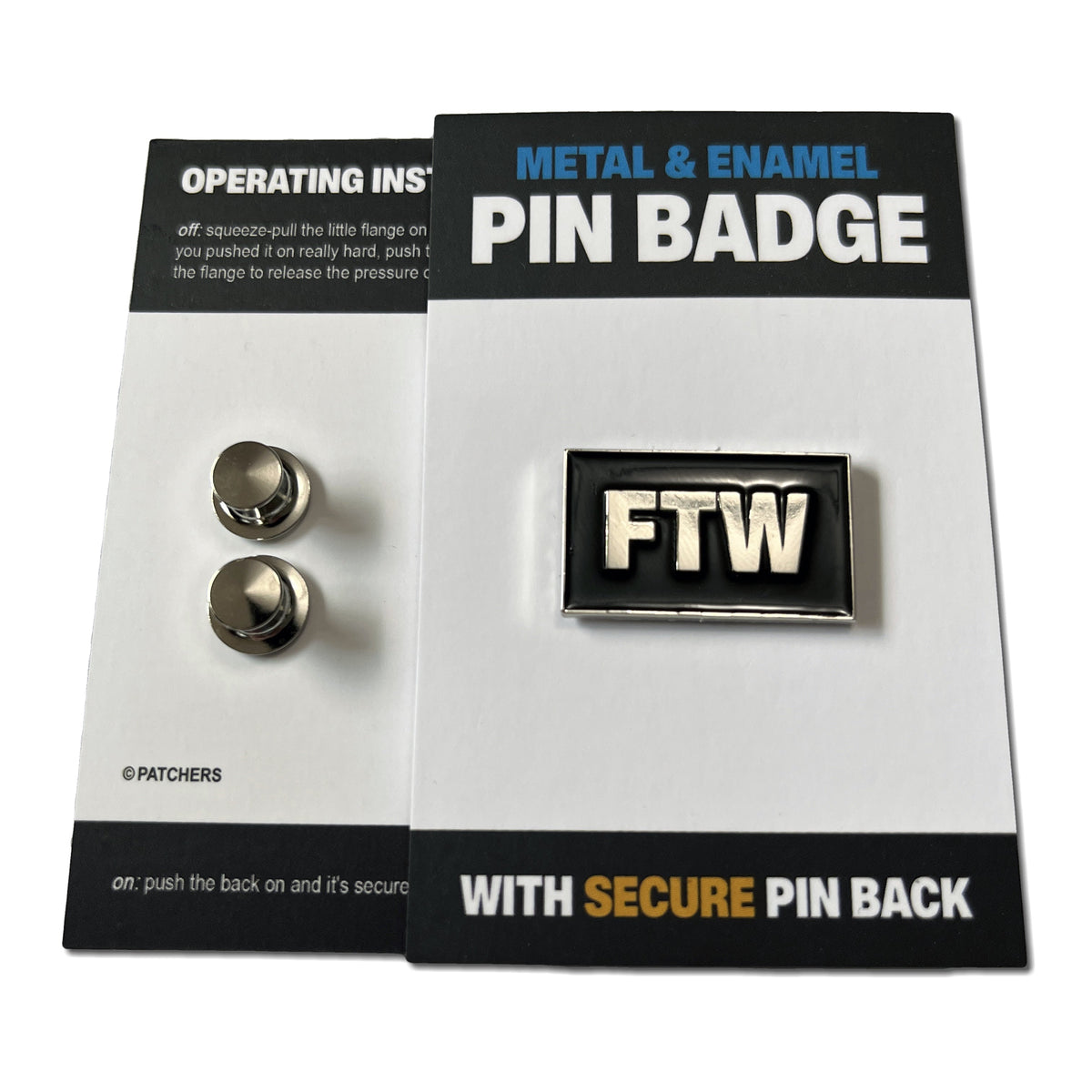 Metal & Enamel FTW Pin Badge with Secure Locking Backs – PATCHERS