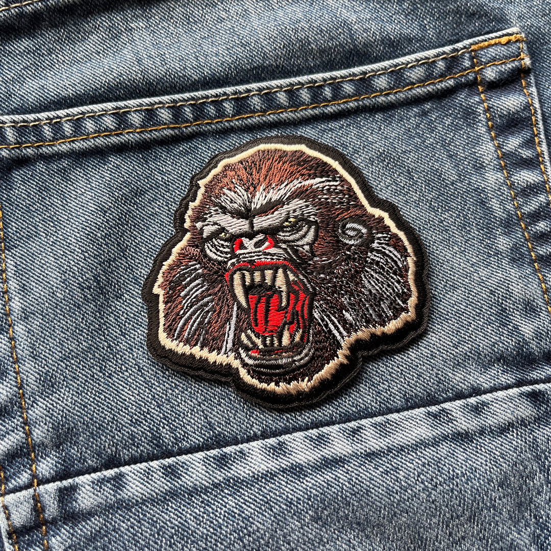 Embroidered Gorilla Head Iron on Sew on Patch – PATCHERS