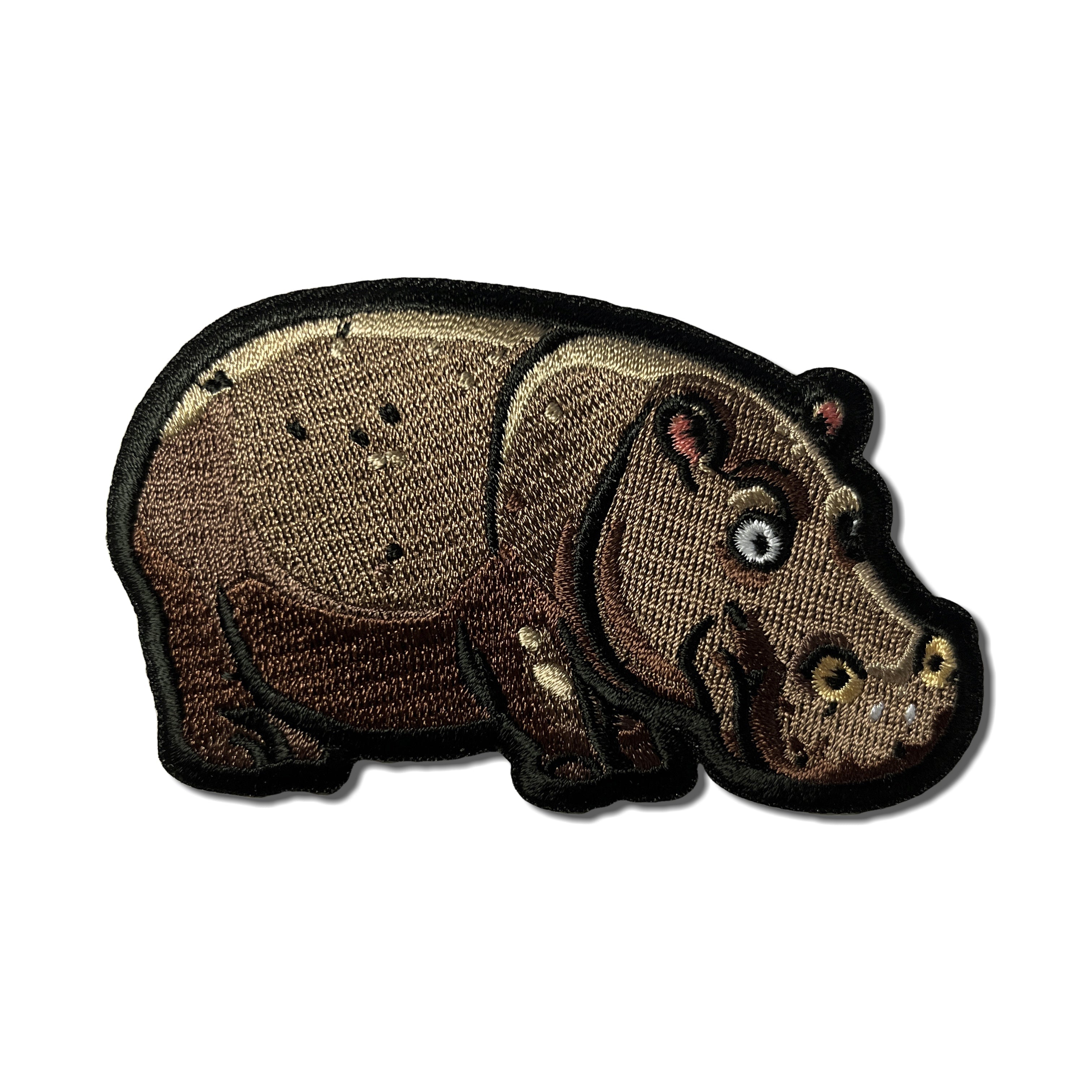 Embroidered Hippo Iron on Sew on Patch – PATCHERS