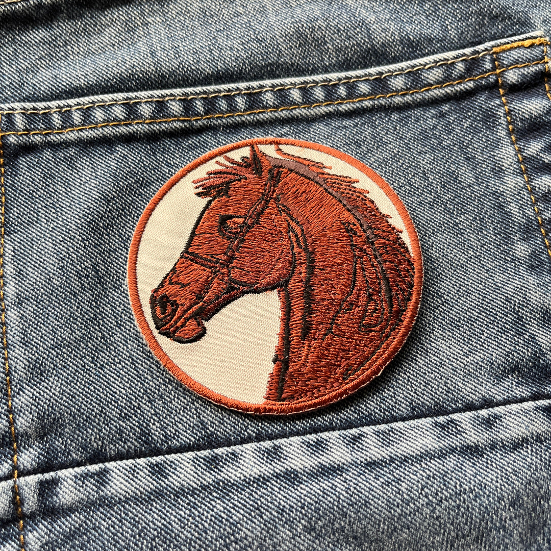 Embroidered Horse Head Round Iron on Sew on Patch – PATCHERS