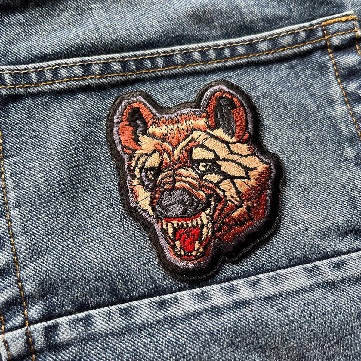 Embroidered Hyena Head Iron on Sew on Patch – PATCHERS