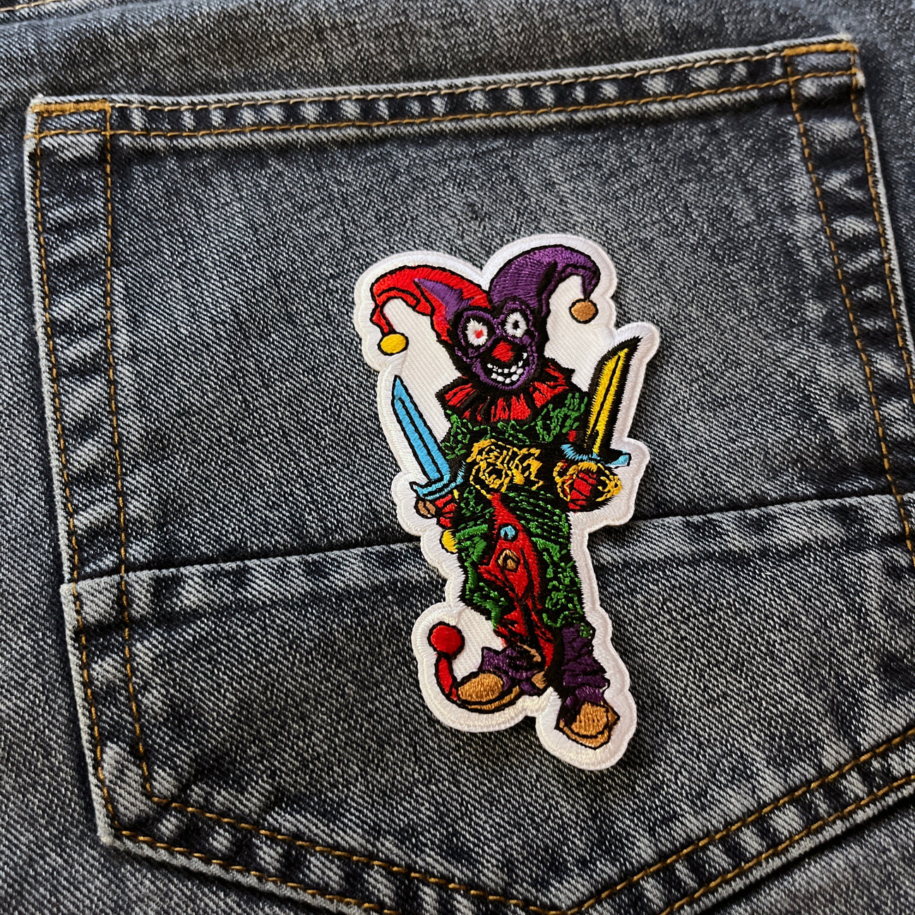 Embroidered Jester Clown Knives Iron on Sew on Patch – PATCHERS
