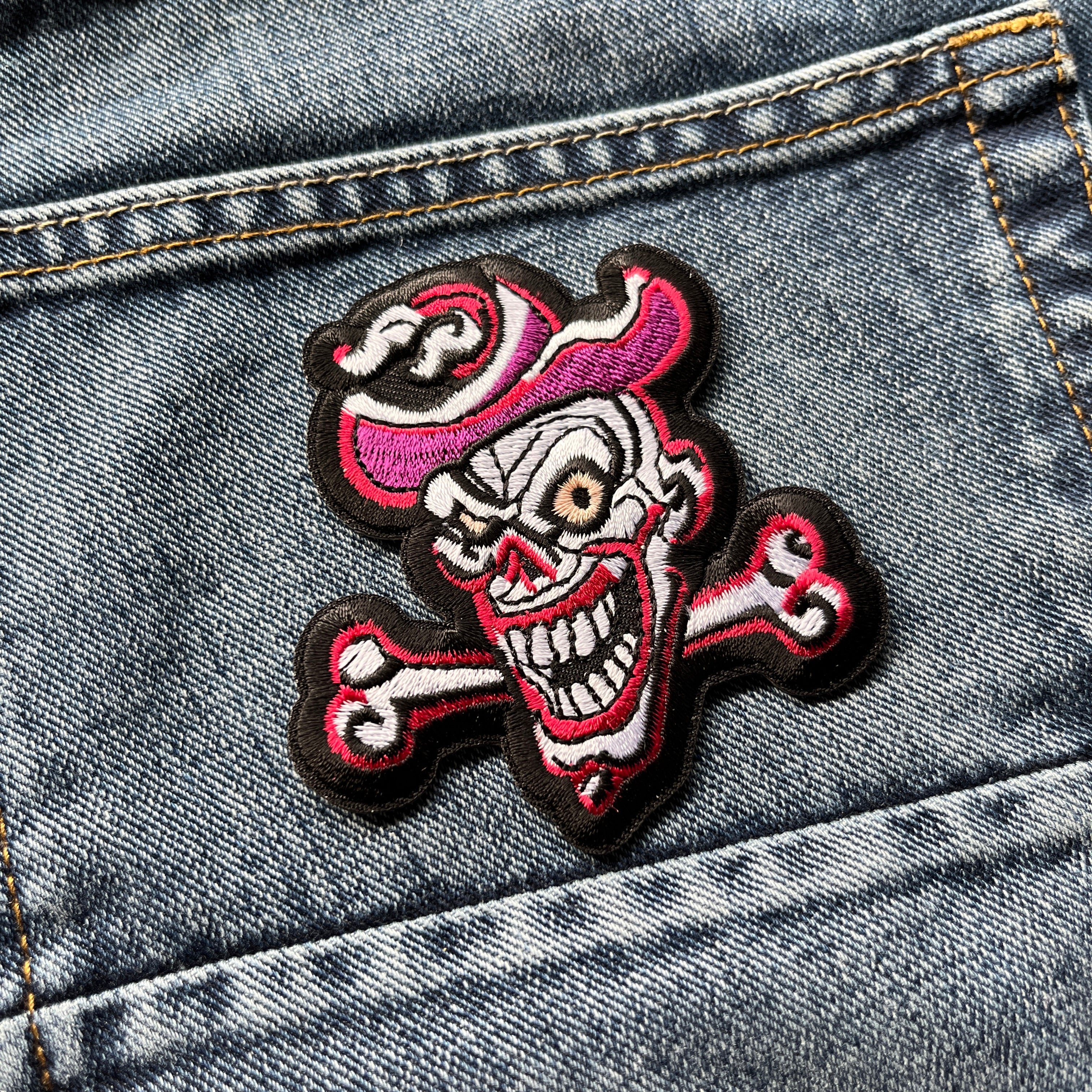 Embroidered Joker Skull and Bones Iron on Sew on Patch – PATCHERS