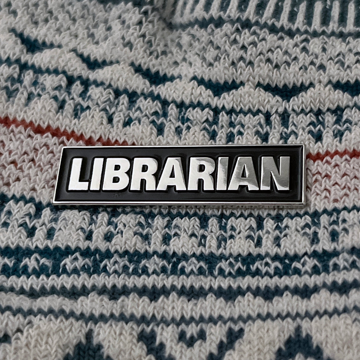 Metal & Black Enamel Librarian Pin Badge with Secure Locking Backs ...