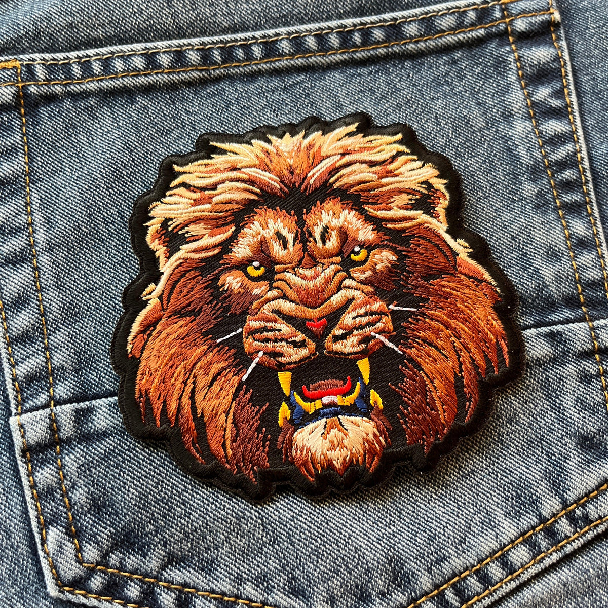 Embroidered Lion Head Stare Iron on Sew on Patch – PATCHERS