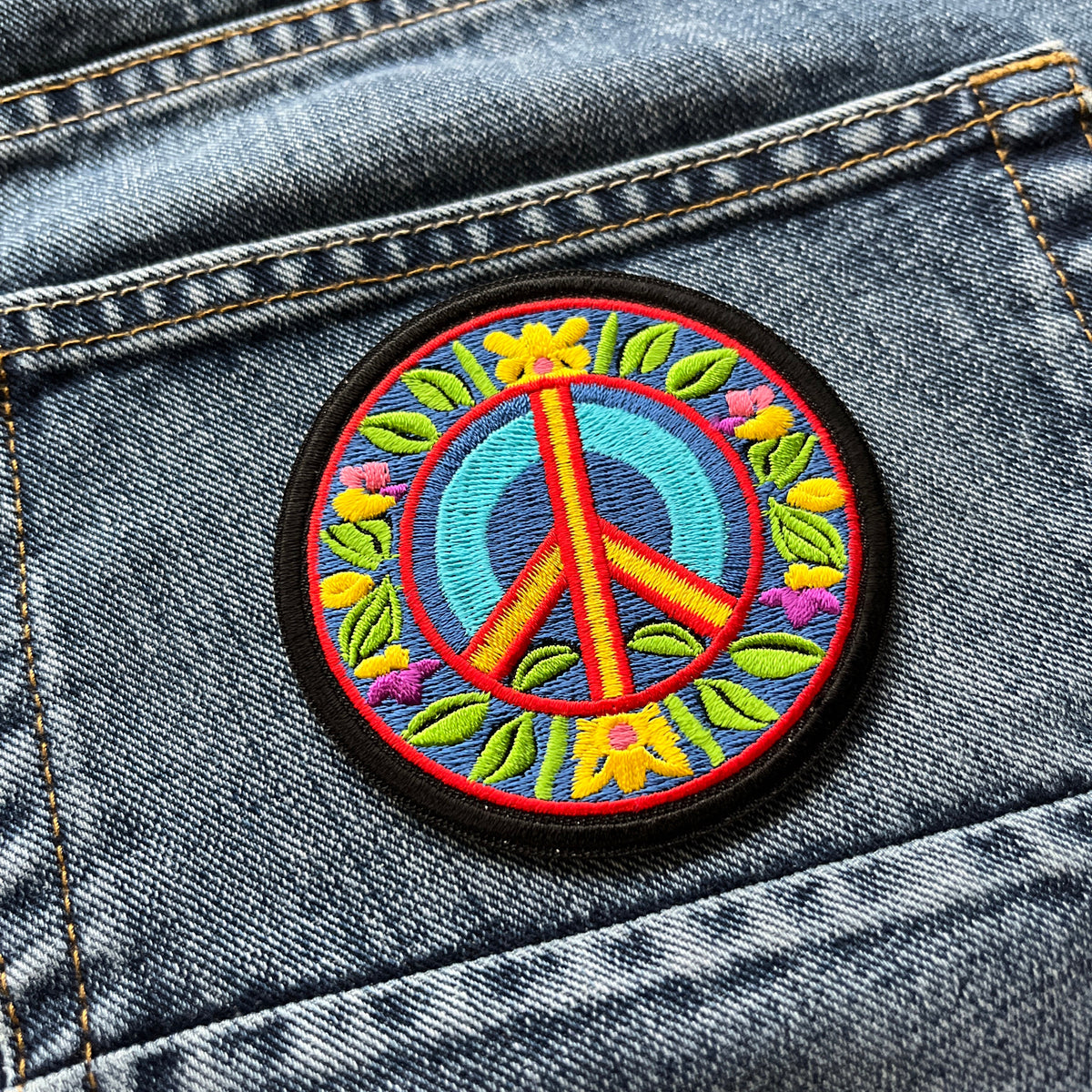 Embroidered Peace Hippie Flowers Iron on Sew on Patch – PATCHERS