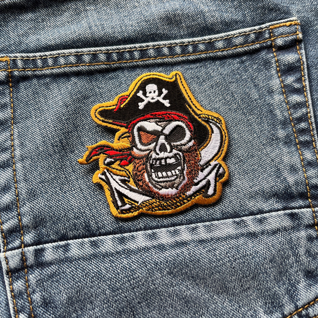 Embroidered Pirate Skull Anchor Rope Iron on Sew on Patch – PATCHERS