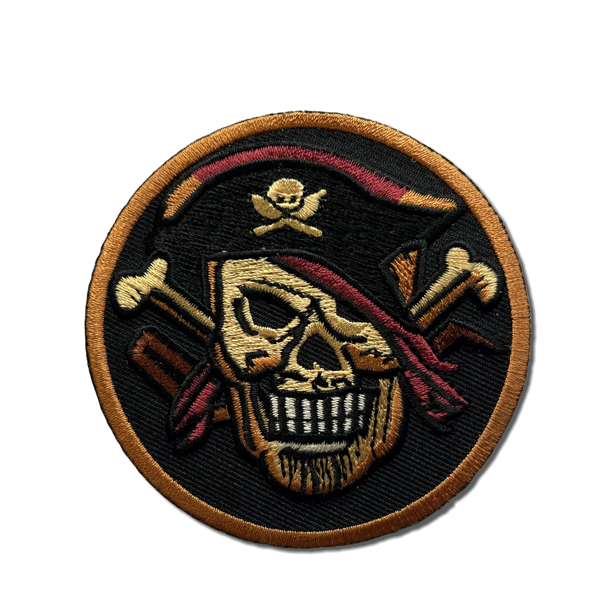 Embroidered Pirate Skull Bones Round Iron on Sew on Patch – PATCHERS