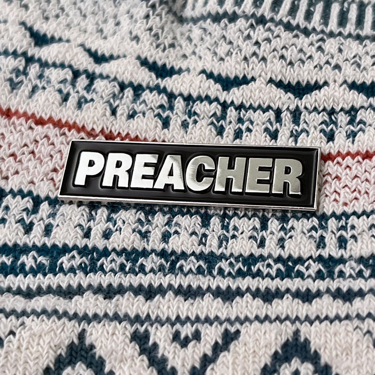 Metal & Black Enamel Preacher Pin Badge with Secure Locking Backs ...