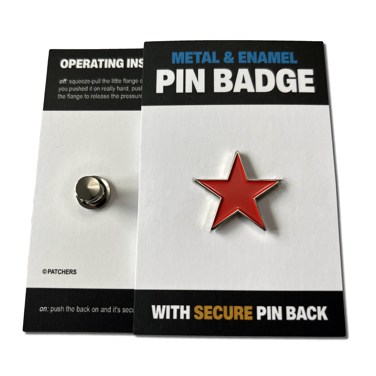 Metal & Enamel Red Star Pin Badge with Secure Locking Back – PATCHERS
