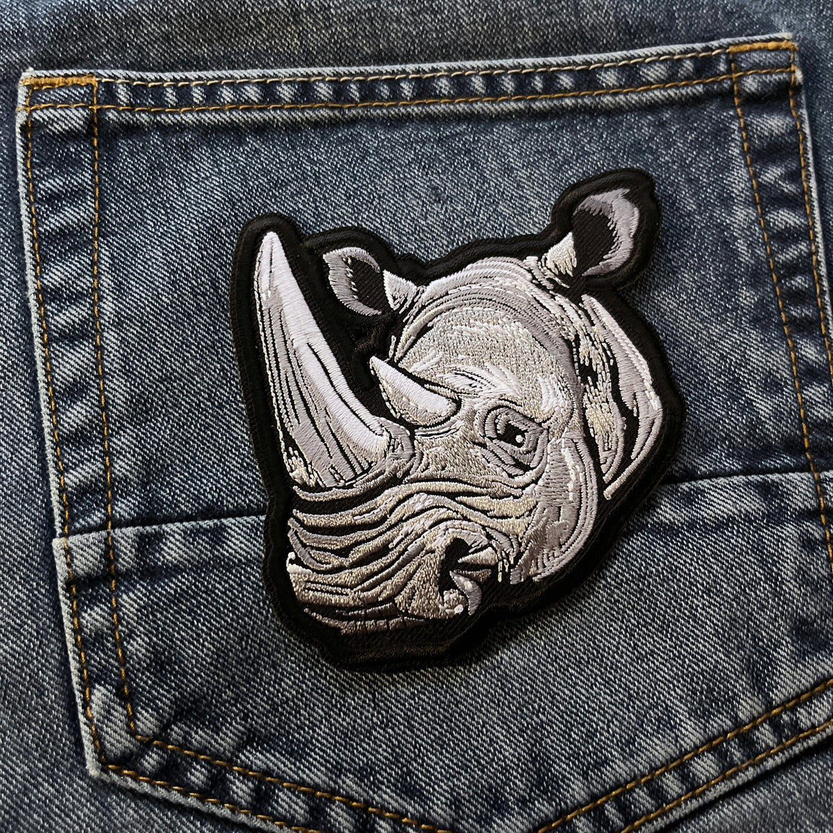 Embroidered Rhino Head Iron on Sew on Patch – PATCHERS