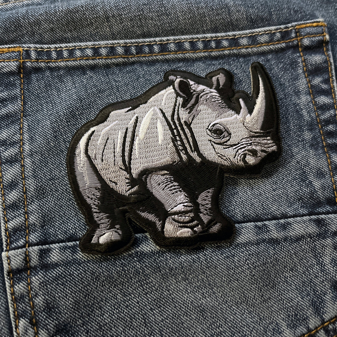 Embroidered Rhino Iron on Sew on Patch – PATCHERS