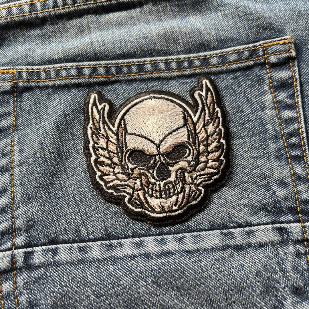 Embroidered Rising Wings Skull Iron on Sew on Patch – PATCHERS
