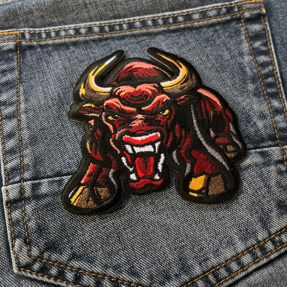 Embroidered Scary Bull Iron on Sew on Patch – PATCHERS