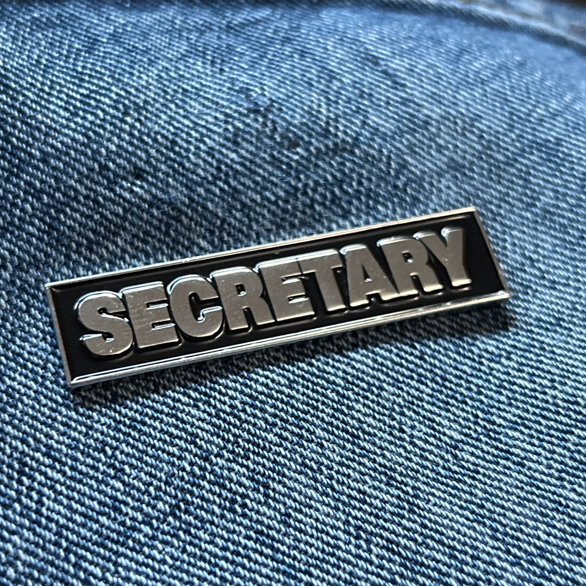 Metal & Enamel Secretary Pin Badge with Secure Locking Backs – PATCHERS