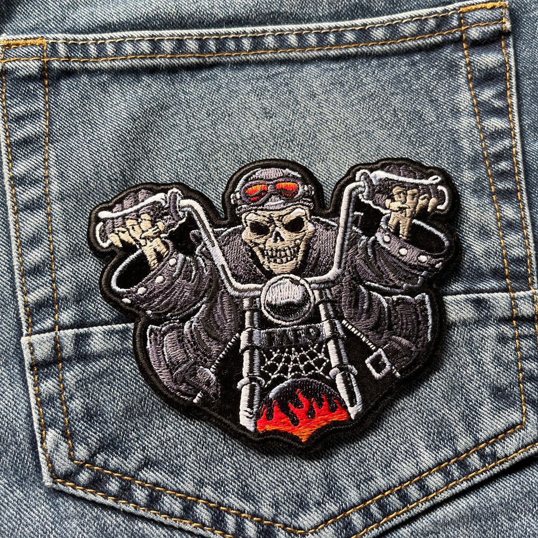 Embroidered Skeleton Rider FAFO Iron on Sew on Patch – PATCHERS