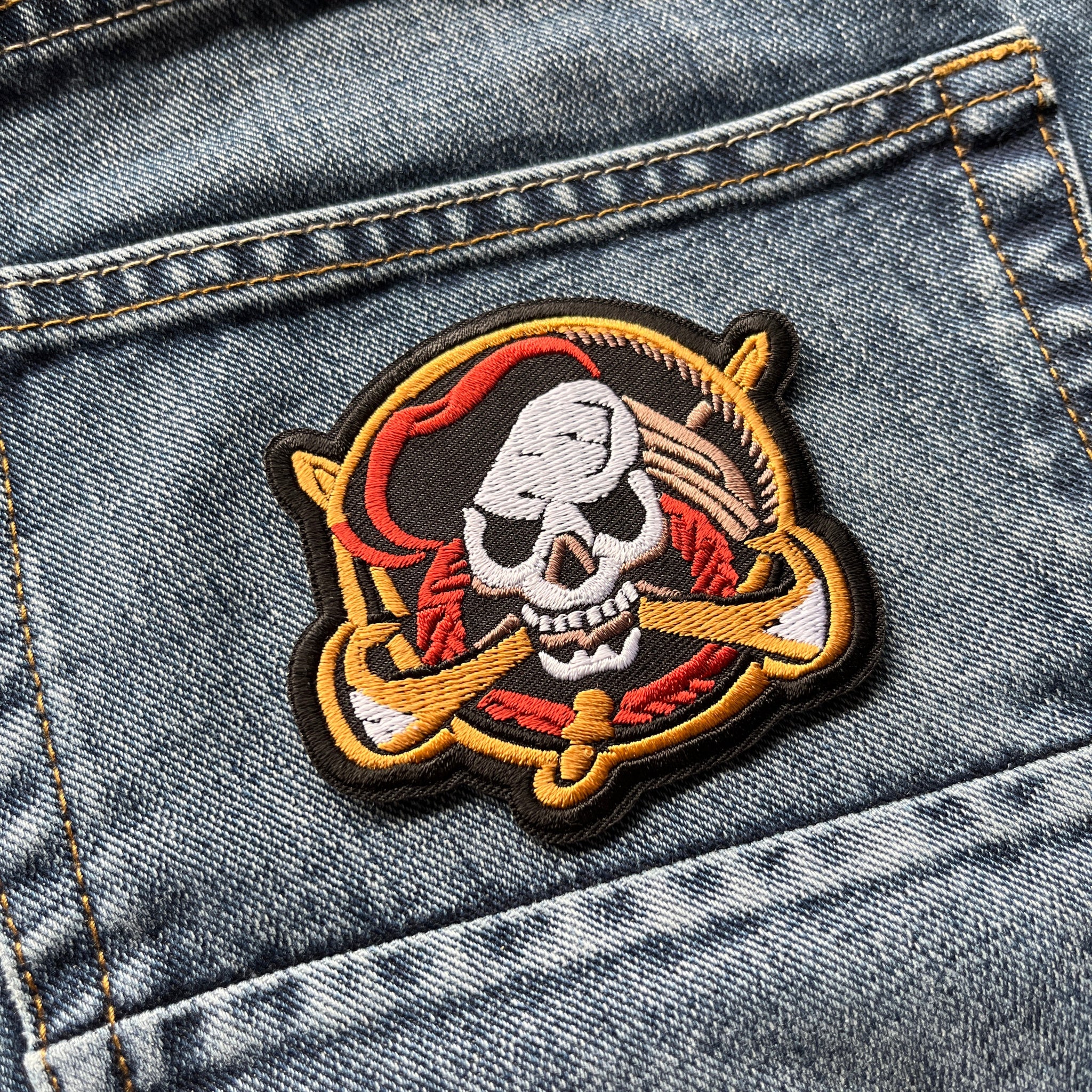Embroidered Skull Pirate Bones Rope Iron on Sew on Patch – PATCHERS