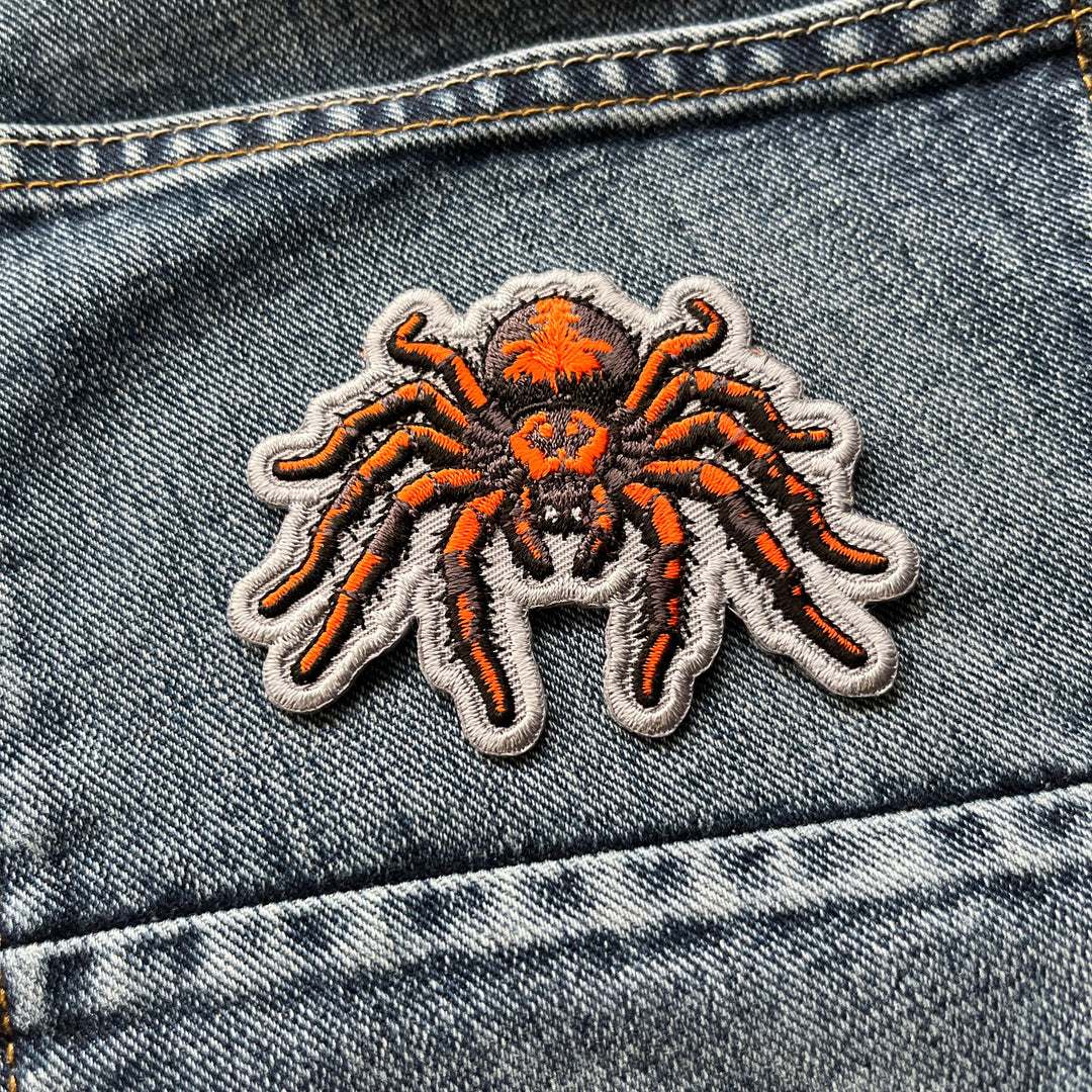 Embroidered Small Spider Black Orange Iron on Sew on Patch – PATCHERS