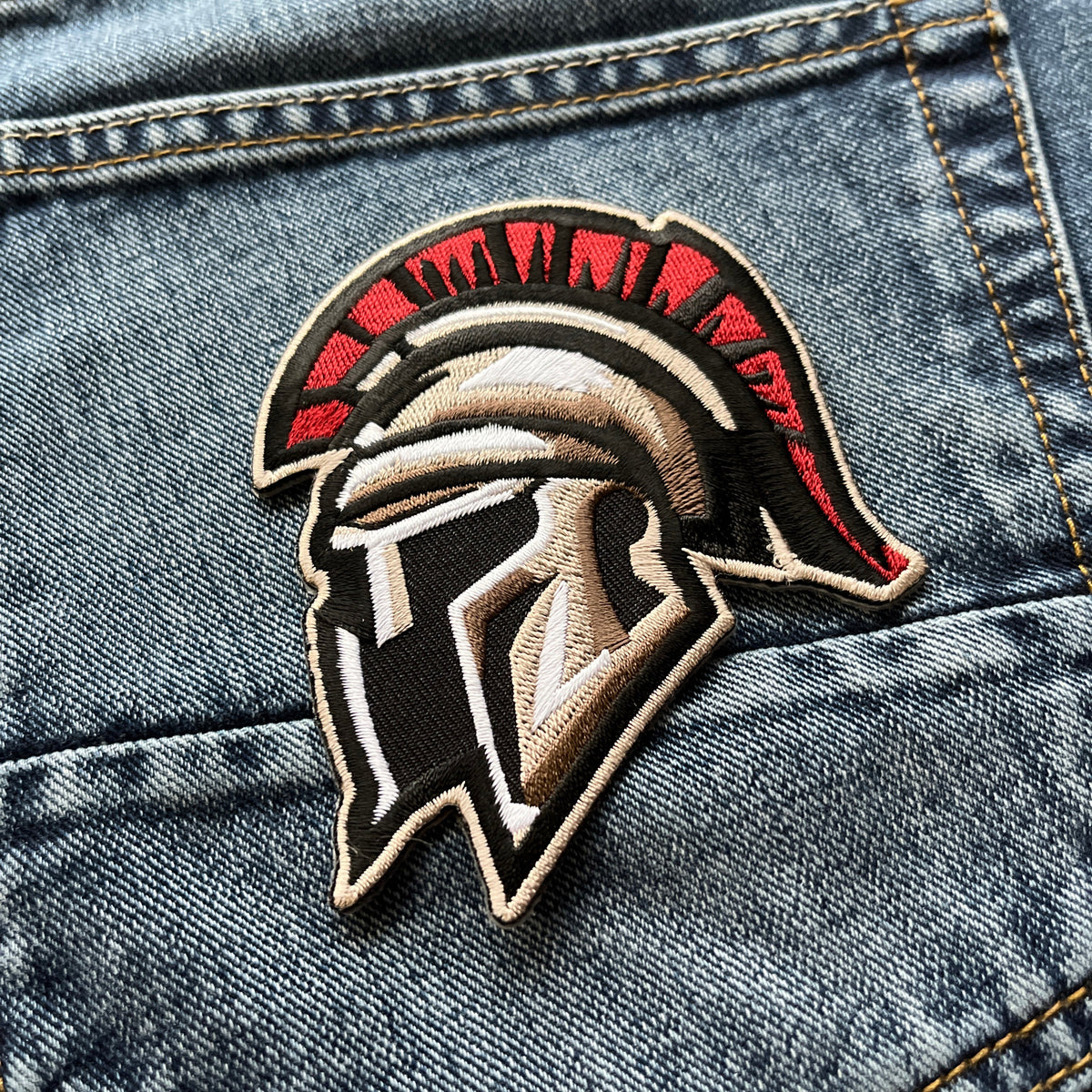 Embroidered Spartan Helmet Iron on Sew on Patch – PATCHERS