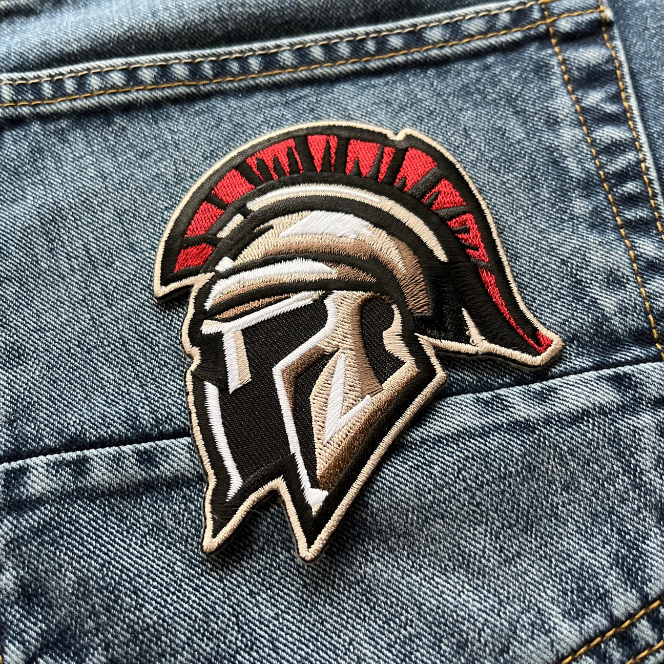 Embroidered Spartan Helmet Iron on Sew on Patch – PATCHERS