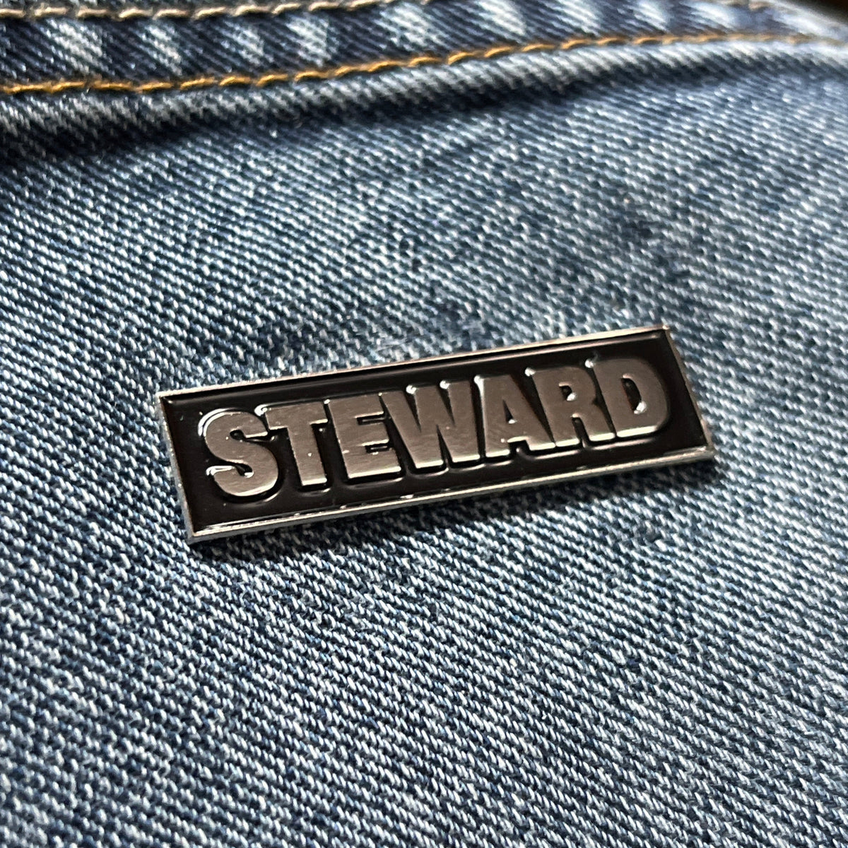 Metal & Enamel Steward Pin Badge with Secure Locking Backs – PATCHERS