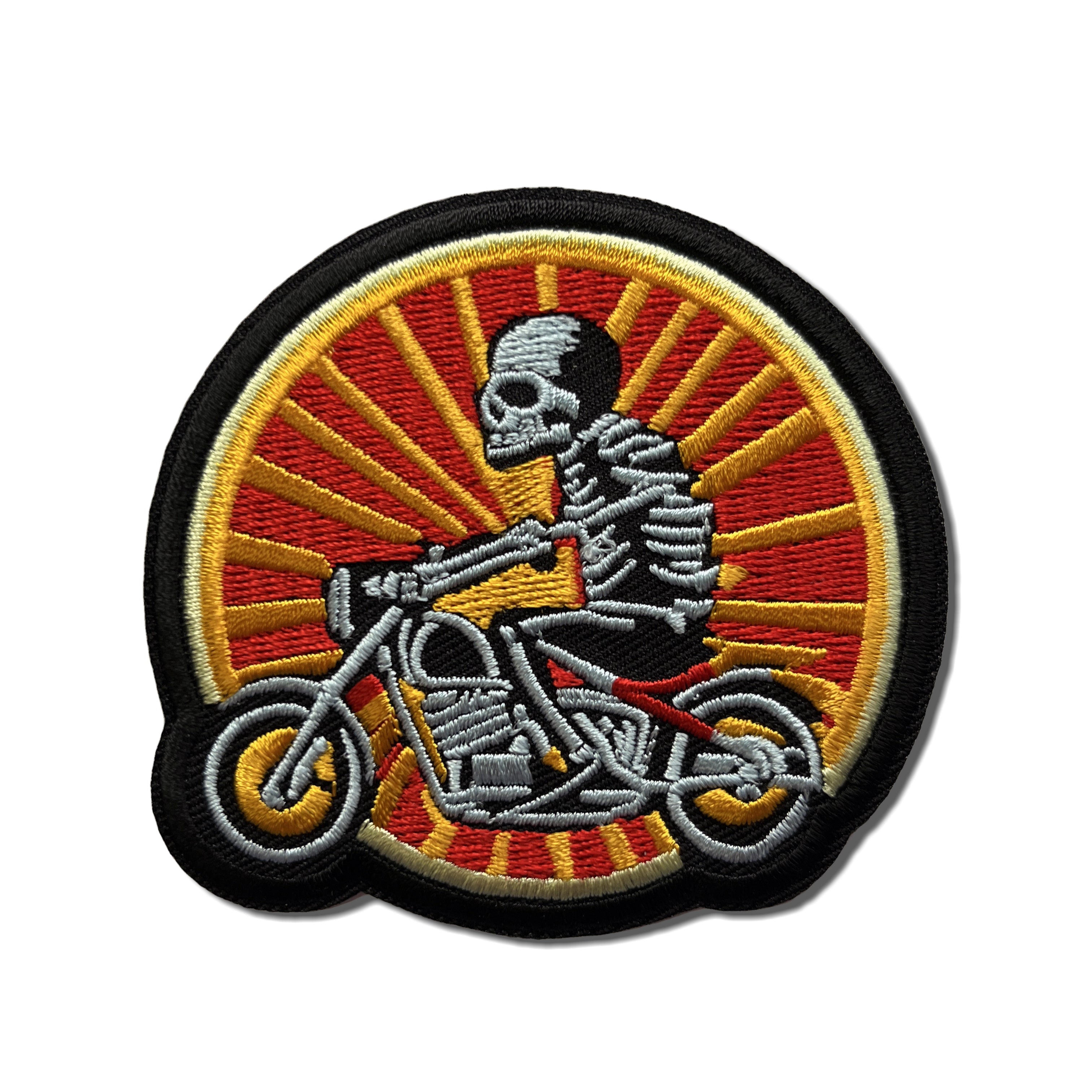 Embroidered Sunset Skeleton Motorcycle Iron on Sew on Patch – PATCHERS