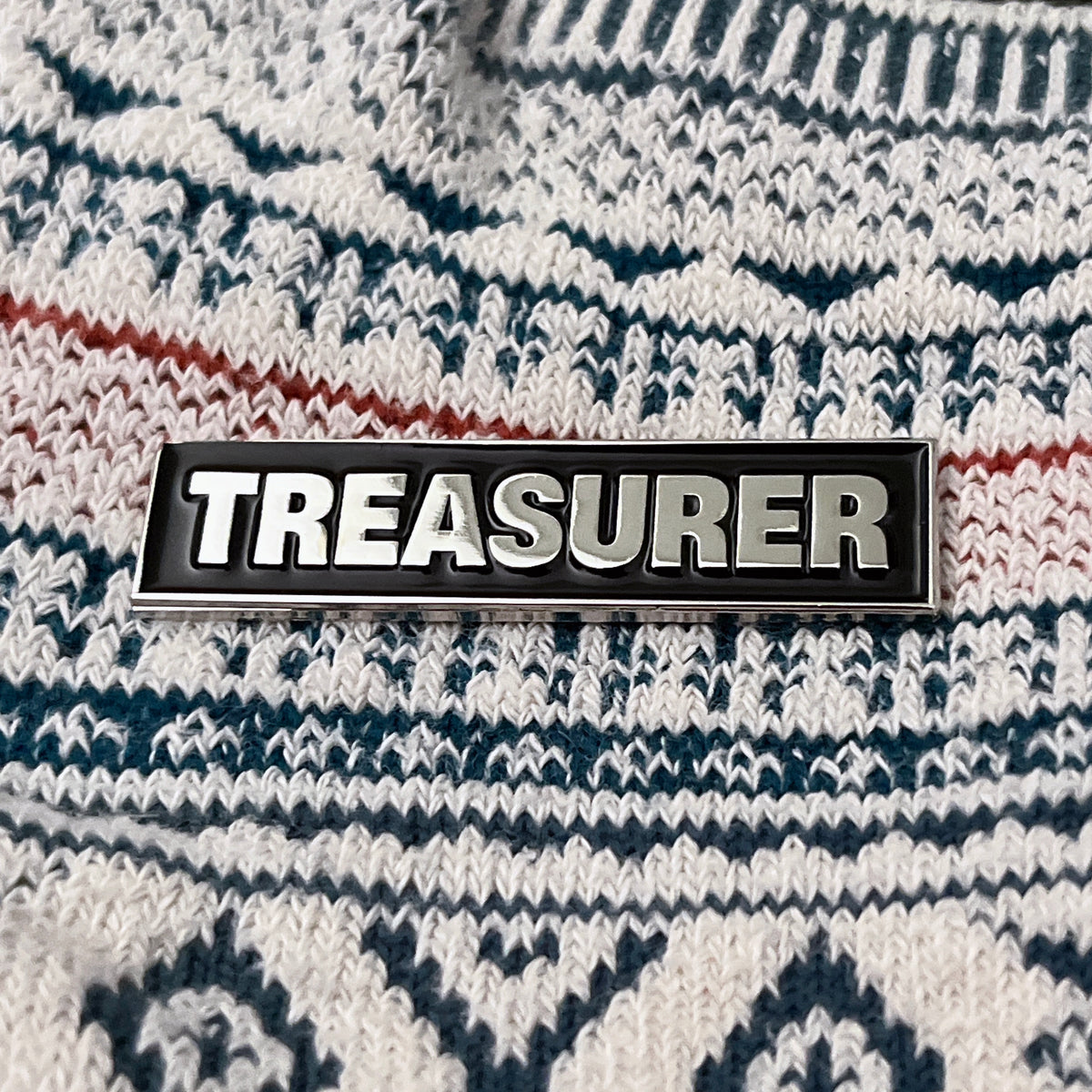 Metal & Black Enamel Treasurer Pin Badge with Secure Locking Backs ...
