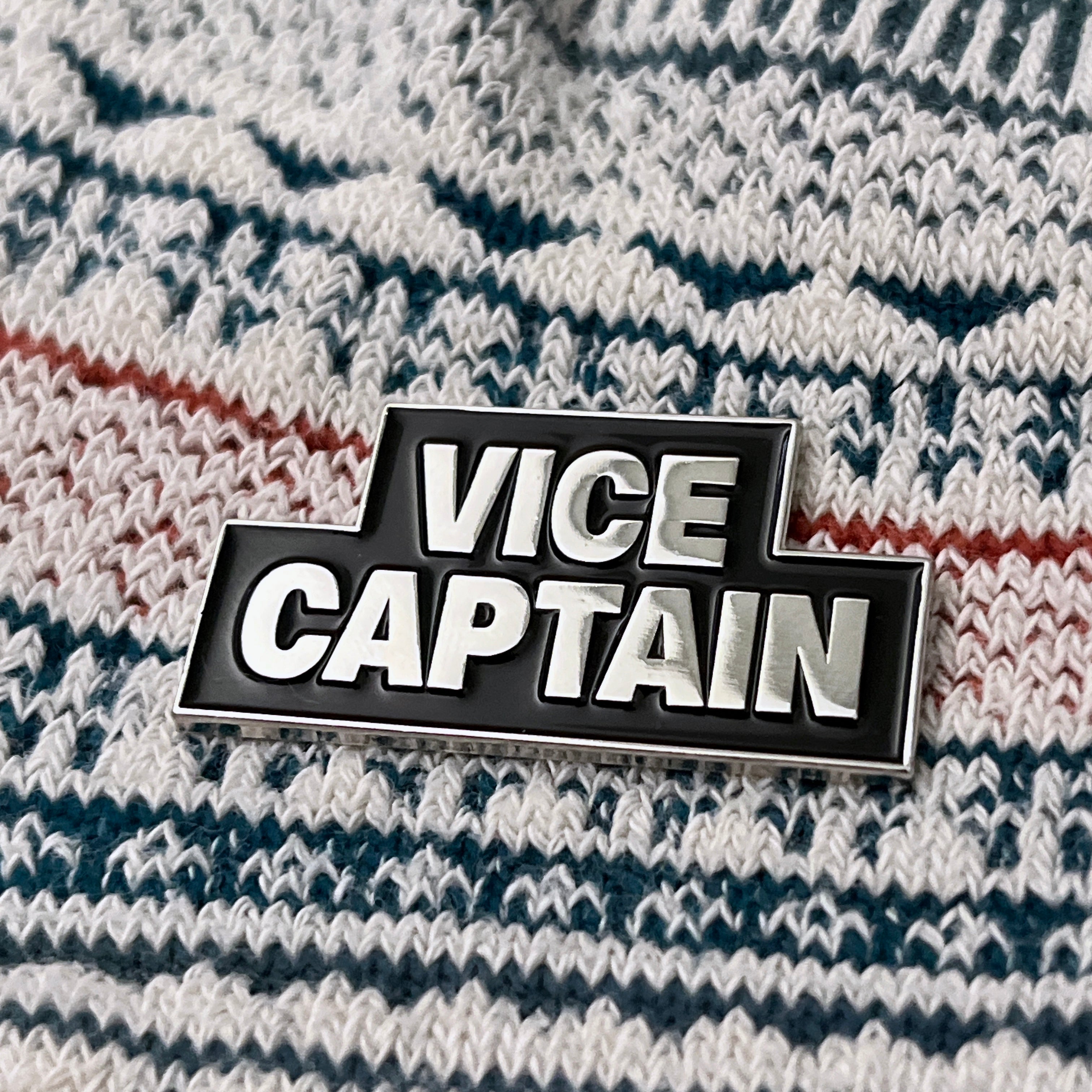 Metal & Black Enamel Vice Captain Pin Badge with Secure Locking Backs ...