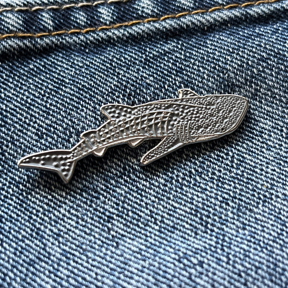 Metal & Enamel Whale Shark Pin Badge with Secure Locking Backs – PATCHERS