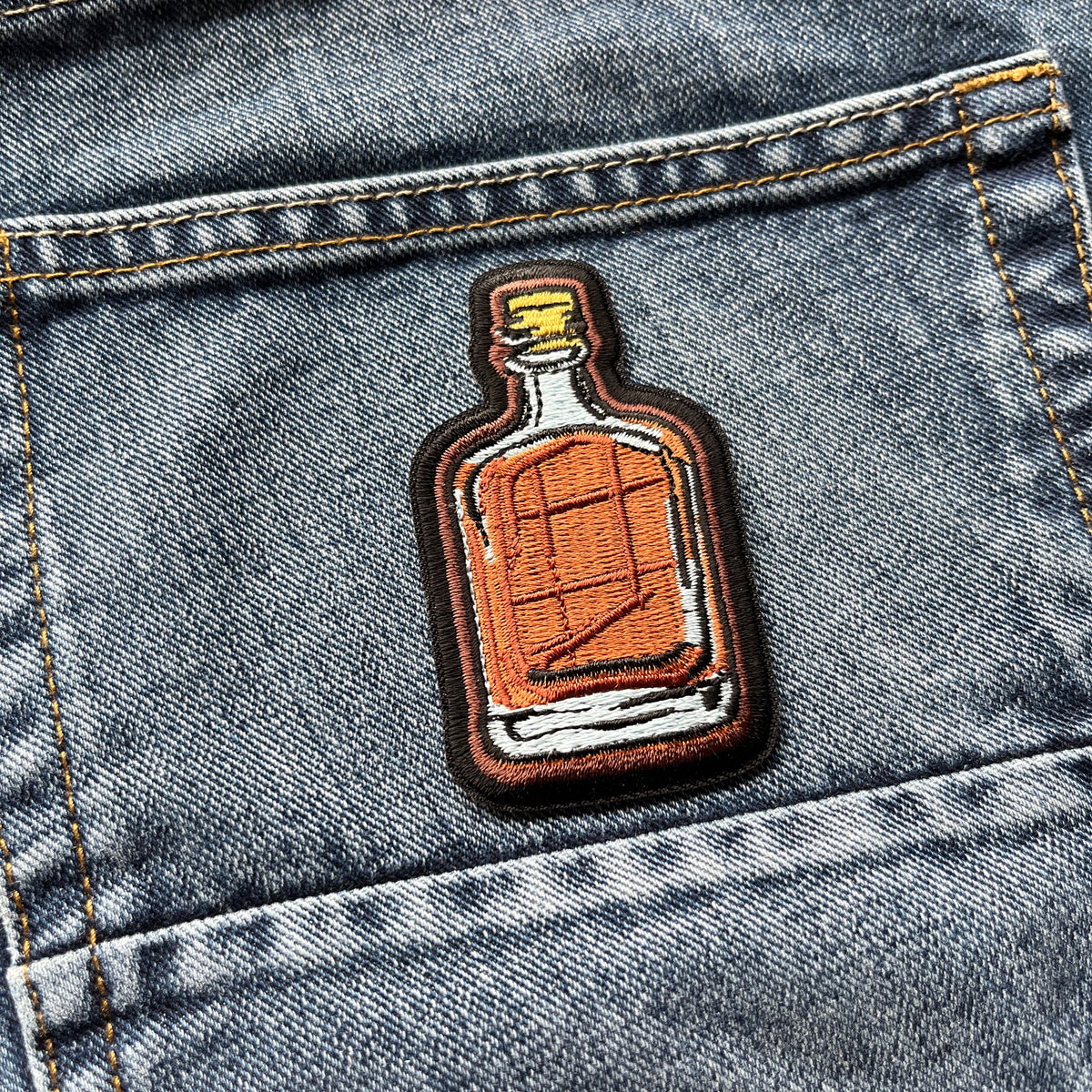 Embroidered Whiskey Bottle Iron on Sew on Patch – PATCHERS