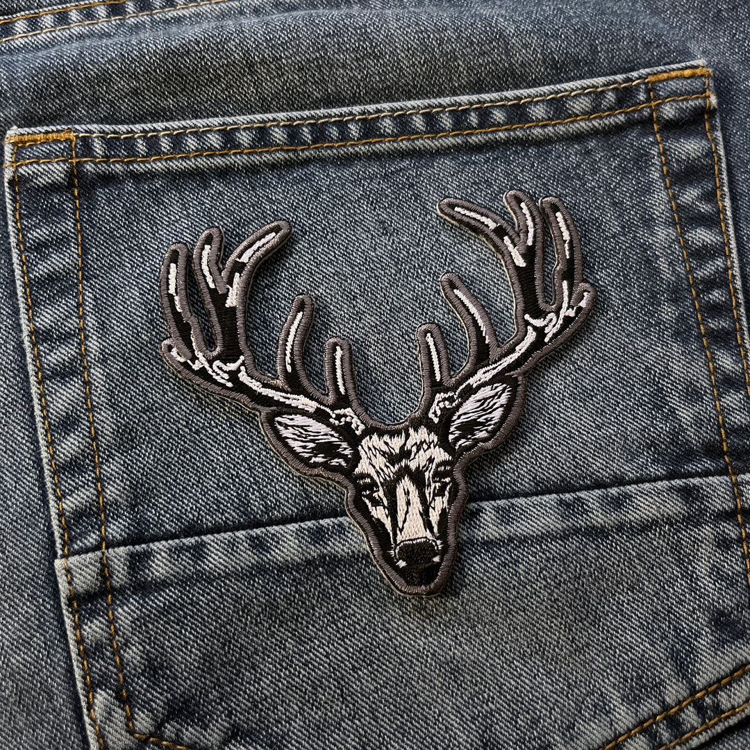 Embroidered White Deer Head Iron on Sew on Patch – PATCHERS
