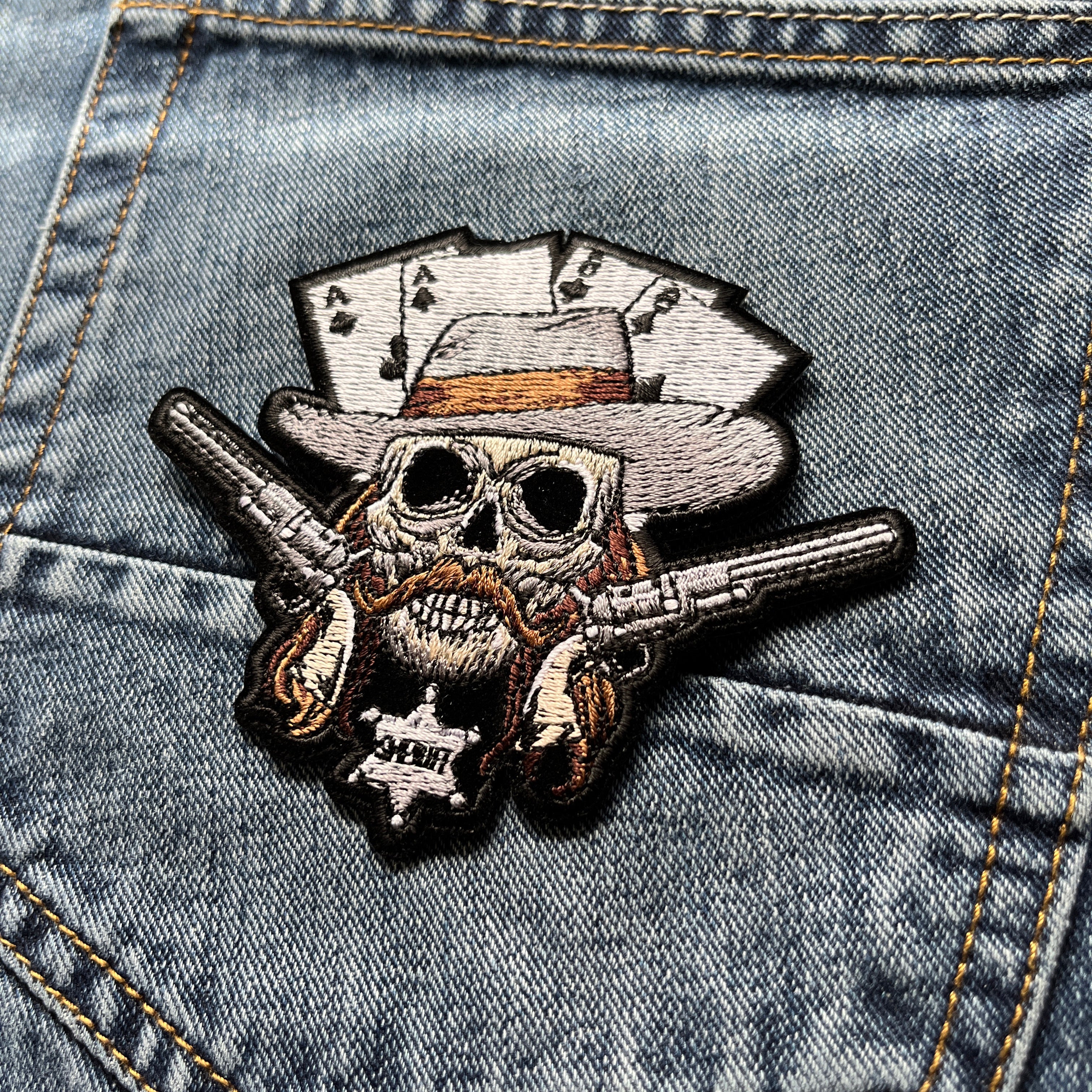 Embroidered Wild Bill Hickok Aces Eights Guns Iron on Sew on Patch ...